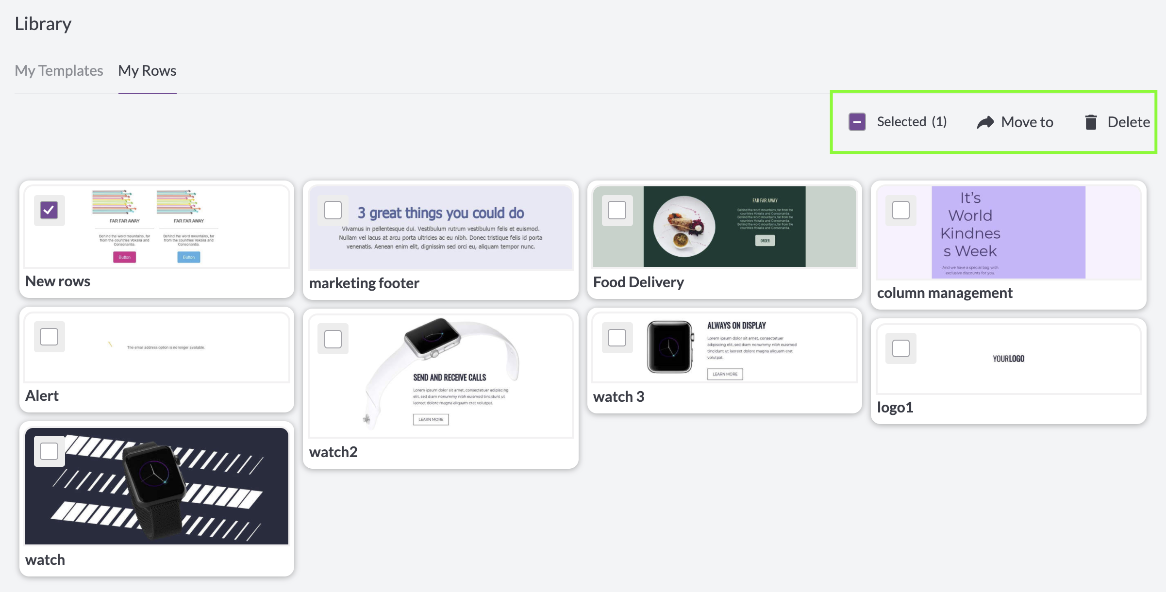 Managing Saved Rows – BEE Pro Help Center